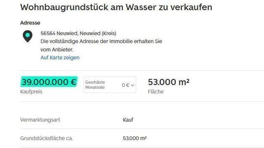 39 Millionen Euro für 5,3 Hektar großes Grundstück verlangt - Anzeige ...