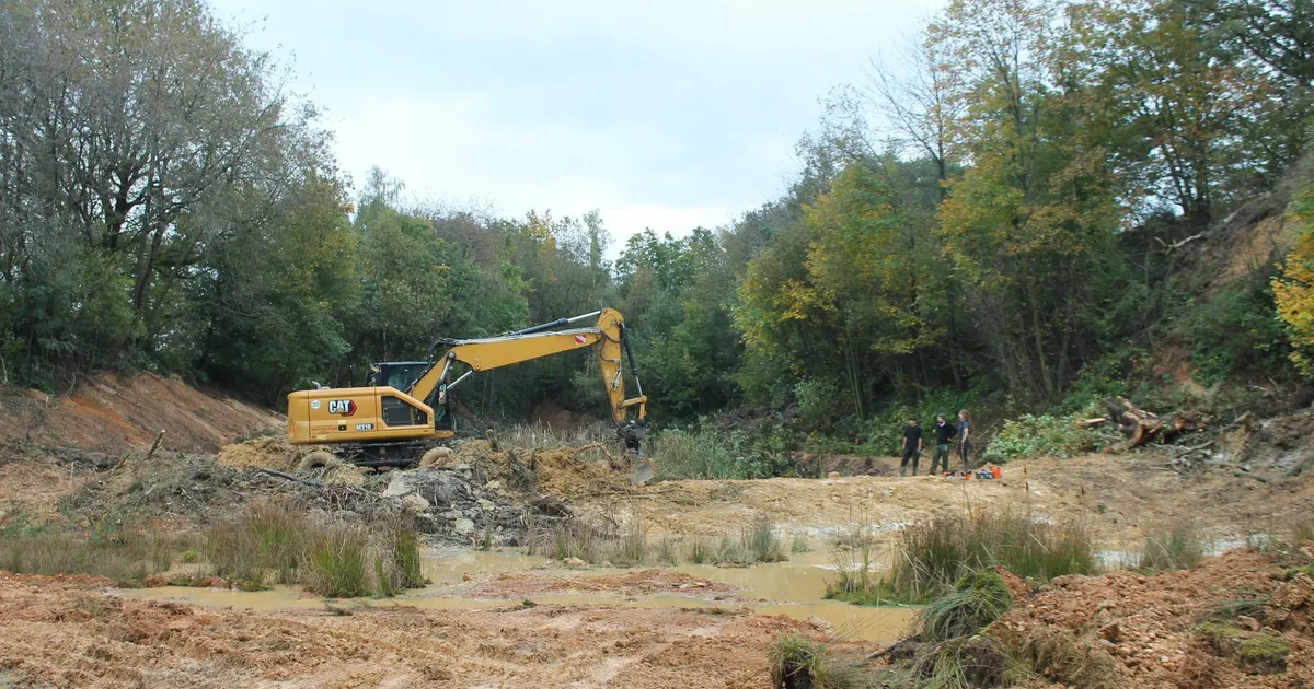 Arbeiten an einem Biotop bei Singhofen - Areal wurde größtenteils ...
